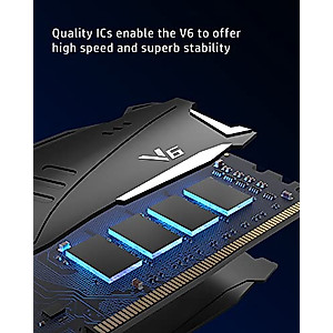 HP V6 RAM 16GB Kit (8GBx2) DDR4 3600MHz CL16 1.35V Desktop Computer Gaming Memory, Black - 7TE46AA#ABC