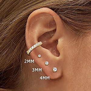 FASACCO 14K Gold Stud Earrings Set Sterling Silver Hypoallergenic Gold Earrings for Multiple Piercing Earrings Studs Set