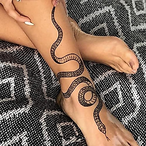 Fashion Realistic Big Size Black Snake Temporary Tattoo Stickers for Women Men Waterproof Fake Tattoo Waist Body Forearm Arm