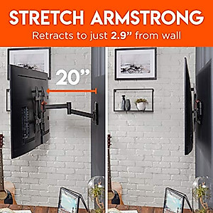 ECHOGEAR Swivel Full Motion TV Wall Mount for TVs Up to 60" - Smooth Extention, Tilt - Wall Template for Easy Install On 1 Stud - After Install Level & Hide Cables with Built-in Cable Management