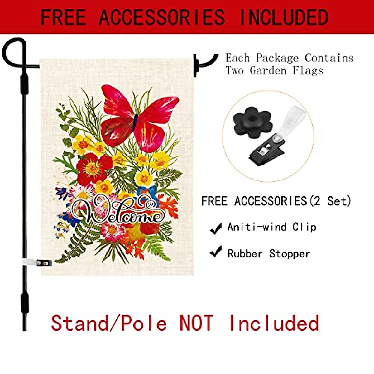 QXQIANXIYE 2 Pack Summer Garden Flags Double Sided 12×18 Inch Small Yard Flag Outside Décor for Farmhouse