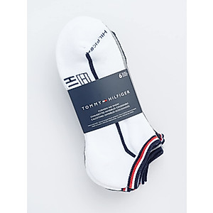 Tommy Hilfiger Men's Athletic Socks - Cushion Low Cut Socks (6 Pack), Size 7-12, Assorted White