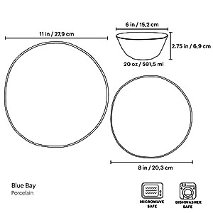 Lenox Blue Bay 12-Piece Dinnerware Set, 15.20 LB, White