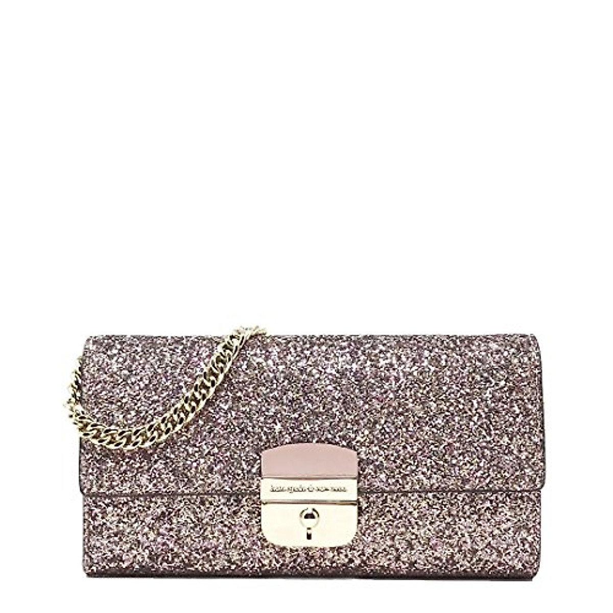 Kate Spade New York Pink Glitter Sunset Lane Milou Wallet Clutch + Chain