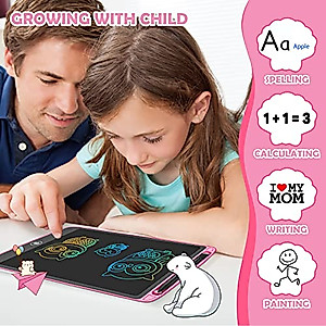 LCD Writing Tablet for Kids, 10 Inch Doodle Board Drawing Pad for Kids Drawing Tablet Toys for 3-6 Years Old Girls Boys, Pink