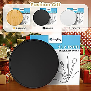 Lazy Susan Organizer, 13.2 Inch Non-Skid Bamboo Lazy Susan for Kitchen Table cabinets Closets and Kitchen Islands, Wood Turntable for Kitchen Countertop Organizer Black