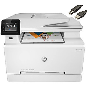 HP Color Laserjet Pro M283cdwA Wireless All-in-One Laser Printer, Print Scan Copy Fax, Auto 2-Sided Printing, Remote Mobile Print, 22ppm, 260-Sheet, 256MB, White - Bundle with JAWFOAL Printer Cable