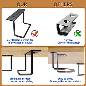 FOROIRON Under Desk Laptop Mount, Under Desk Shelf Bracket Compatible with Devices Maximum 2.7” Tall, Aluminum Under Desk Laptop Holder Tray,Durable Under Desk Shelf for Laptop/Keyboard Storage