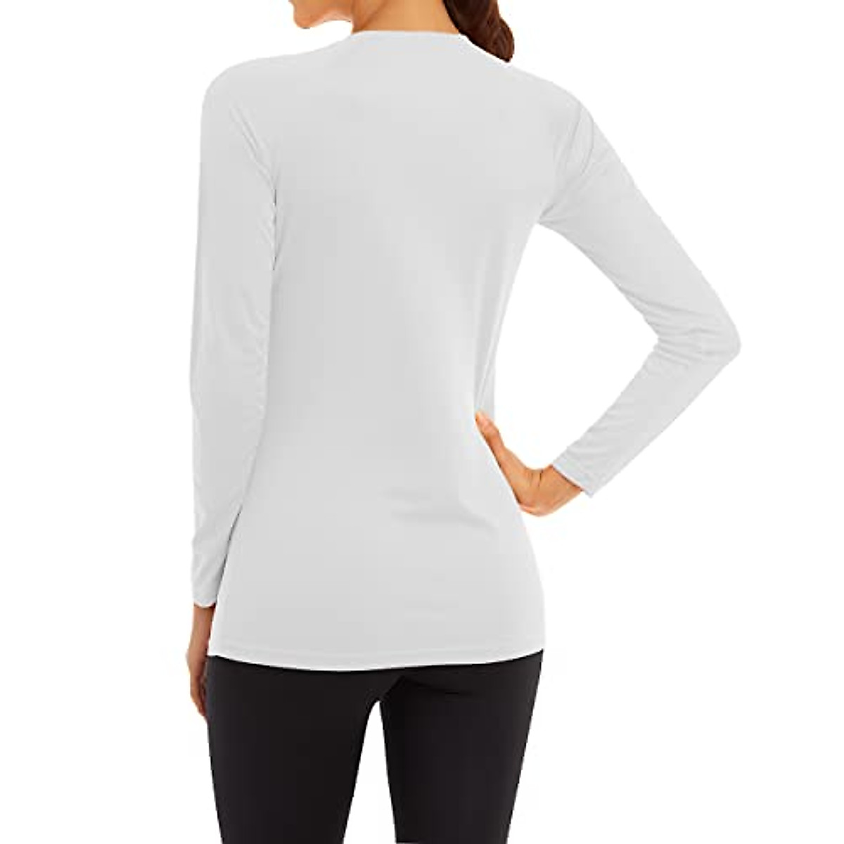 MAGCOMSEN Women's Long Sleeve Rash Guard Shirt - UV Protection, Hiking, Running, Fishing - White