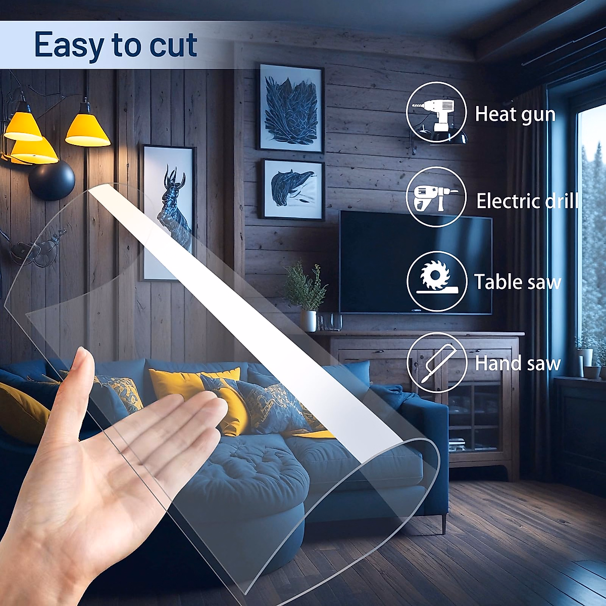 5 Pack 12”x16” x0.04” Clear PET/Plexiglass Sheet, INDSTONE Transparent Flexible Plastic Sheet 12x16, Clear Plastic Sheet for Crafts, Picture Frames, Painting, Sign Blank