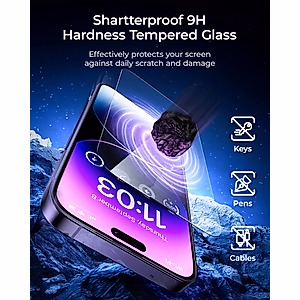 BENKS Designed for iPhone 14 Pro Max Screen Protector, [2 Pack] HD Tempered Glass Screen with [0 Dust 2023 Upgraded Easy Install Tool], Eye Protection