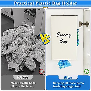 Jolensoy Grocery Bag Holder Plastic Bag Holder Wall Mount Trash Bag Holder Easy-Access Opening for Home Kitchen Organization (Ivory white)