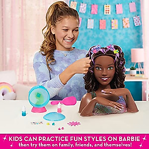 Barbie Tie-Dye Deluxe 21-Piece Styling Head, Black Hair, Includes 2 Non-Toxic Dye Colors, Kids Toys for Ages 3 Up by Just Play