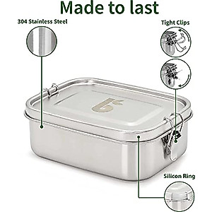 Bambaw Metal Lunch Box 1200 ML | Adjustable Compartment Lunch Box | Leak Proof Metal Lunch Containers | Eco Stainless Steel Food Containers | Metal Bento Box for Adults | 5 Cups Tiffin Lunch Box
