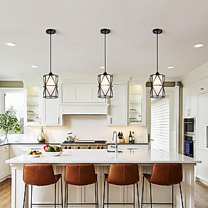 Zlierop Pendant Lights with Frosted Glass, Matte Black Pendant Lighting Kitchen Island, Cylindrical Pendant Light Fixtures, Modern Kitchen Island Lighting, Pendant Light for Foyer, Entryway-Large