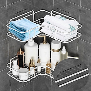 SHEHARUHI 8 PCS Shower Caddy Adhesive Replacement, Bathroom Organizer Hanging Hook, 13'' x 3.9'' x 1.2'', Painted, Wall Mount, Unisex