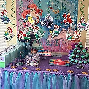 30PCS Little Mermaid Ariel Hanging Swirls, Cartoon Mermaid Ariel Whirls Glitter Foil Ceiling Swirls Streamers Decorations, Little Mermaid Ariel Themed Party Supplies Favors for Boys and Girls Birthday Party Decorations