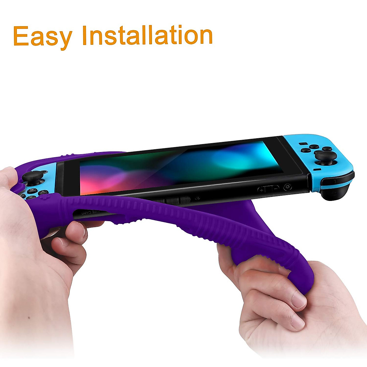 FINTIE Silicone Case Compatible with Nintendo Switch - Soft [Anti-Slip] [Shock Proof] Protective Cover with Ergonomic Grip Design, Drop Protection Grip Case (Purple)