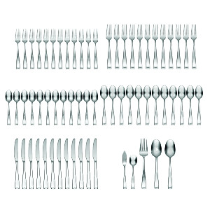 Oneida F118065Al20 Satin Moda 65 Piece Flatware Set