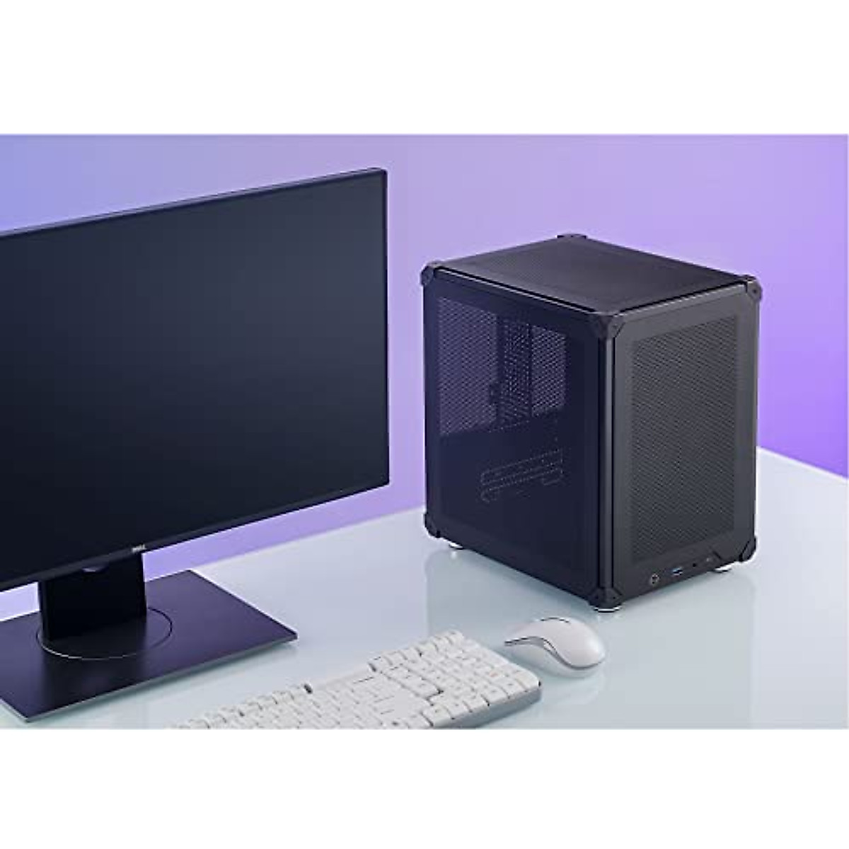 JONSBO C6 Black Mini MATX Mesh Case,Simple Compact Desktop Micro ATX Chassis,Upper Cover/Side Panel Tool-Free Open pc case, ATX Power Bite (L185mm Max.),Support 75mm CPU Cooler,GPU200-255m