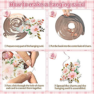 YOOOOXV Flower Birthday Party Decoration, Flower Butterfly Hanging Swirl For Party, Event, Rose Pink Hanging Streamers 13pcs (Hanging Swirl)