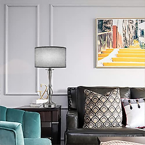 Drum Lampshades 12.6" Top x 12.6" Bottom x 8" High, Easy Assembly Replacement Lamp Shades for Table & Floor Lamps Natural Linen Beige Lampshades Spider Fitter, Set of 2