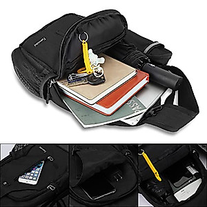Fancosni Crossbody Sling Bags for Women Men, Black Sling Backpack, Lightweight Shoulder Bag, Multipurpose Sling Bag for Travel, Hiking, Shopping, Walking, Biking, Cycling, Earphone Hole, Chest Bag