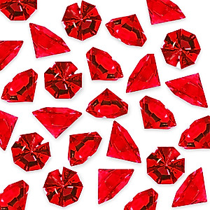 Super Z Outlet Acrylic Colorful Round Treasure Gemstones for Table Scatter, Vase Fillers, Event, Wedding, Arts & Crafts, Birthday Decorations Favor (36 Pieces) (Red)