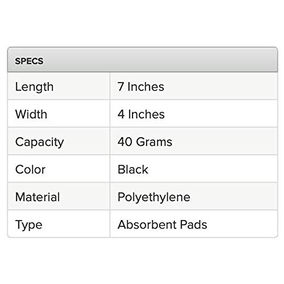 Black 4" x 7" Absorbent Meat, Fish and Poultry Pad 40 Grams - 2000/Case