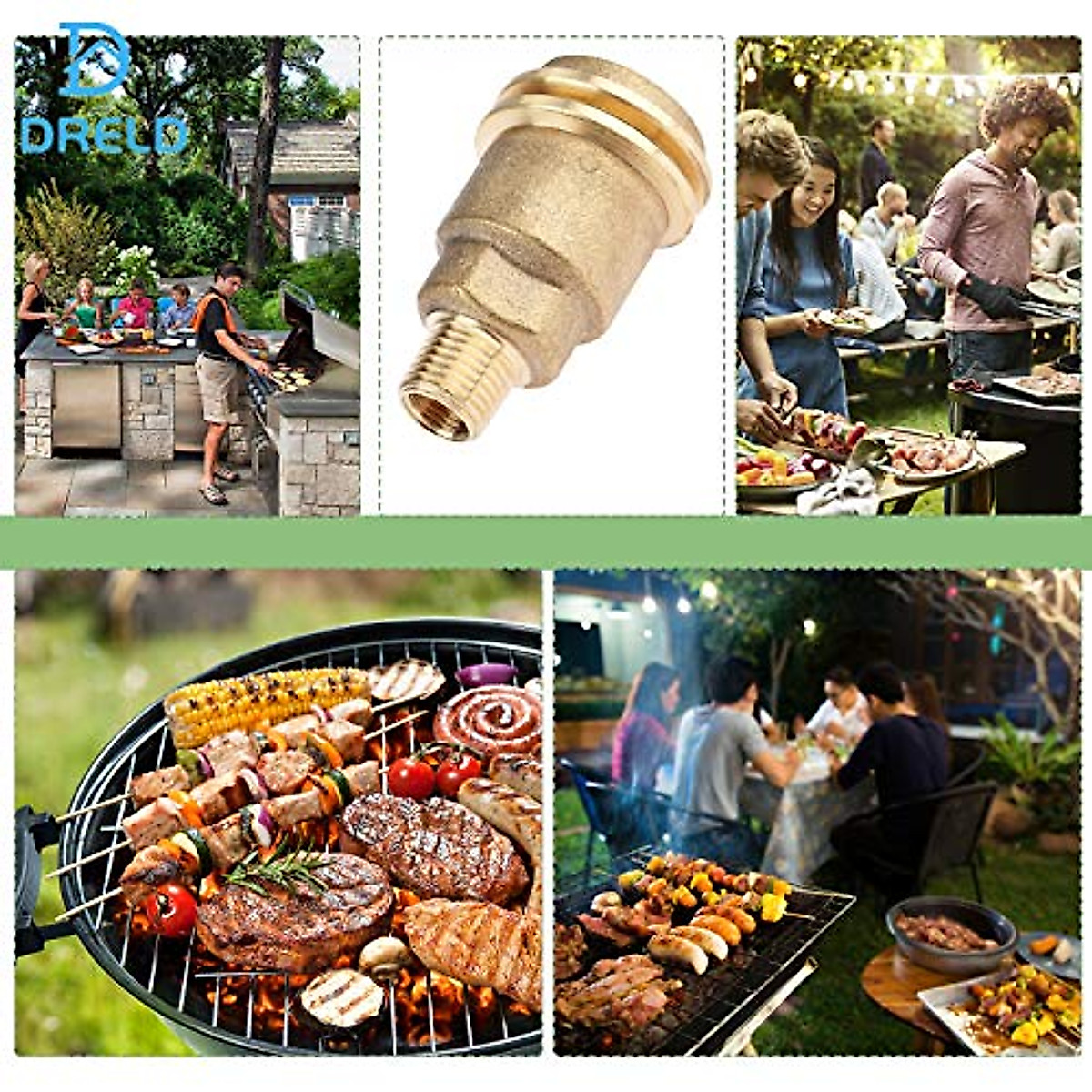 Male 5042 QCC1 Nut Propane Gas Fitting Hose Adapter with 1/4 Inch Male Pipe Thread, Propane Quick Connect Hose Adapters Fittings, Solid Brass Outdoor Cooking Propane Adapter