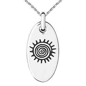 Tioneer Stainless Steel Shaman Emblem Small Oval Charm Pendant Necklace