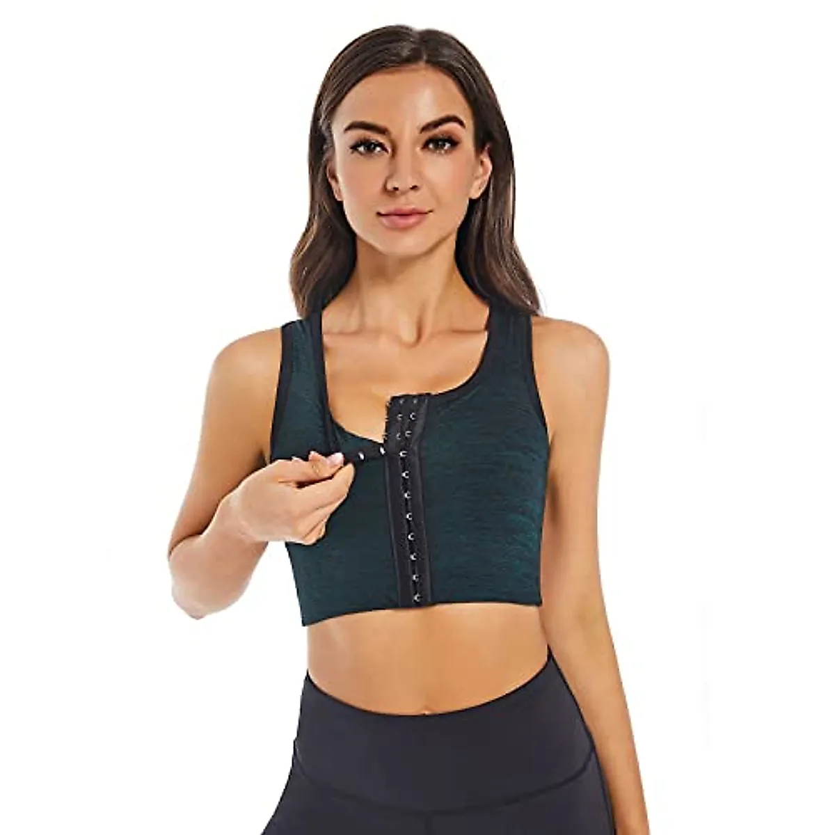 Chest Binder for Transgender FTM Binder Trans Half Clasp Elastic Breathable Trans Binder Tank Top Women Brown