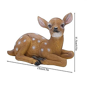 Deer Statue, 2Pcs Deer Figurine, Synthetic Resin Garden Sculpture Garden Statue Waterproof and Sunscreen Community Patio for Garden