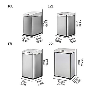 Slim Smart Trash Can Simple Induction Trash Can Household Trash Bin with Lid Smart Living Room Kitchen Large Capacity Trash Can (Silver/Gold) Bathroom Trash Can (Capacity : 22L, Color : Gold)