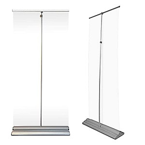 BannerBuzz Floor Standing Sneeze Guard - Full Tarp with Steppy Retractable Stand Isolation Barrier - Clear Film Protective Shield for Cafes, Retail Stores, Cashier, Receptionist (2.5' x 6.5')