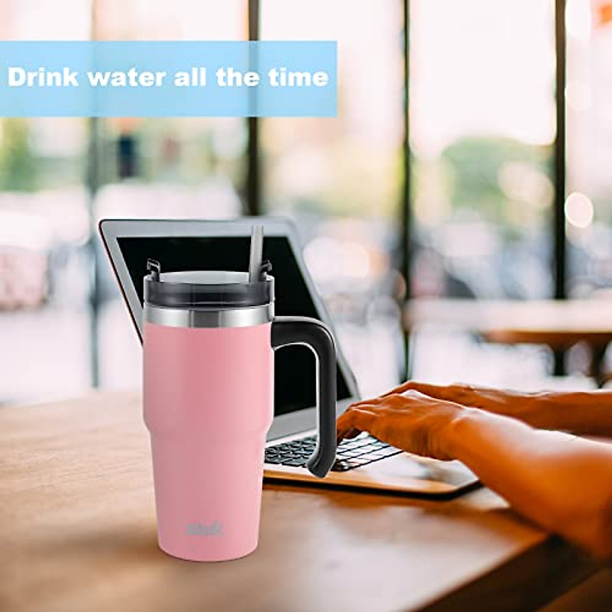 Zobadic 20 oz Travel Mug Stainless Steel Vacuum Insulated Coffee Mug with Handle (Orange)