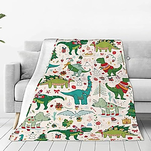 Eitqtbea Cute Christmas Dinosaur Blanket Kids Blanket Flannel Lightweight Throw Blankets Gifts for Boys Girls Adults 50"x40"