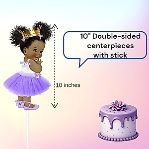 Little Lavender Princess Table Decoration Centerpieces, Set of 3 African American Princess Royal Birthday Cake Centerpieces