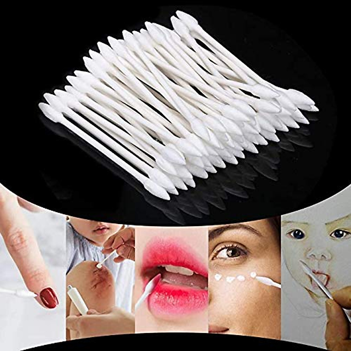 Pointed Tip Cotton Swabs 800 Pieces, Double Precision Tips with Paper Stick,Cotton Buds for Makeup Nails,4 Packs of 200 Pieces (Double Pointed)