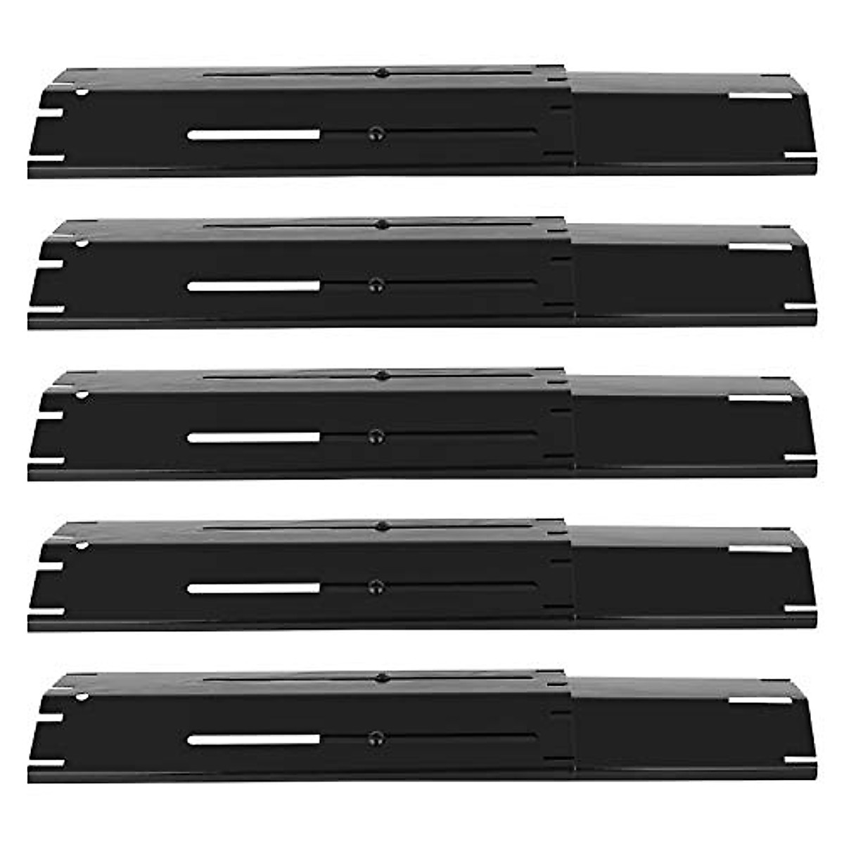 DcYourHome Universal Adjustable Porcelain Steel Heat Plate Shield, Grill Replacement Parts, Heat Tent, Burner Cover,Flavorizer Bar Flame Tamer for Gas Grill, Extends from 11.75" up to 21" L （5 Pack）
