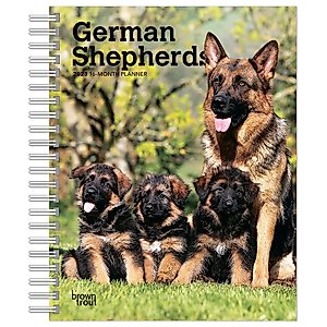 German Shepherds | 2023 6 x 7.75 Inch Spiral-Bound Wire-O Weekly Engagement Planner Calendar | New Full-Color Image Every Week | BrownTrout | Animals Dog Breeds Pets