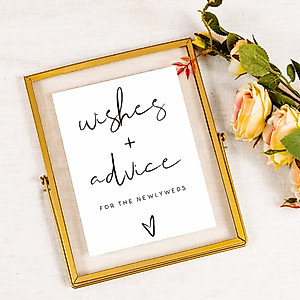 Calculs Advice And Wishes For The Mr And Mrs Gold Floating Picture Frame Wedding Signs Place Card/Menu Holder 10 x 8 Inches Centerpiece Table Décor Bridal Shower