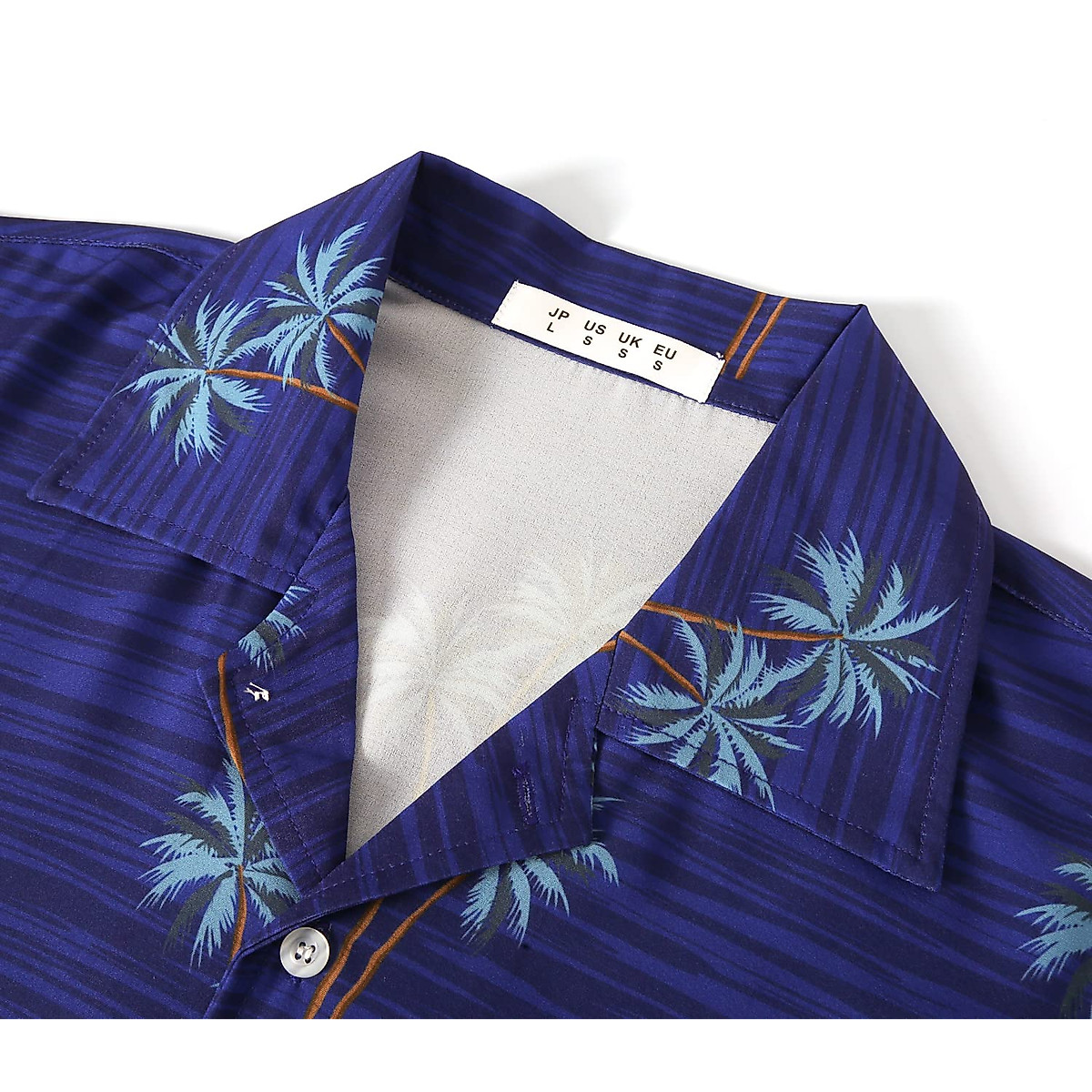 ELETOP Men's Hawaiian Shirt Quick Dry Tropical Aloha Shirts Beach Holiday Casual Shirts Blue F091 M