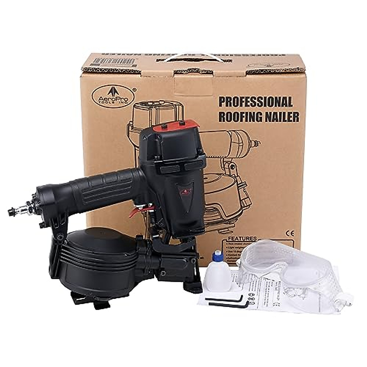 AEROPRO TOOLS Roofing Nailer 15 Degree Coil Roofing Nails 3/4-Inch up to 1-3/4-Inch CN45RC