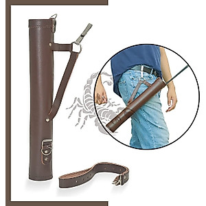 Scorpion Archery Back Arrow Quiver - Genuine Leather Arrow Case - Traditional Handmade Archery Quiver for Hunting & Target Practicing - Adjustable Lightweight & Comfortable Cow Leather) (Brown)