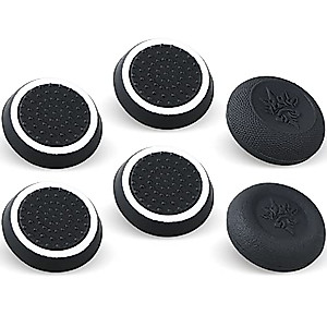 9CDeer Performance Joystick Analog Stick Thumb Grips Set of 6 Compatible with PS5, PS4, Xbox Series X/S Xbox One, Switch Pro Controller Black & White