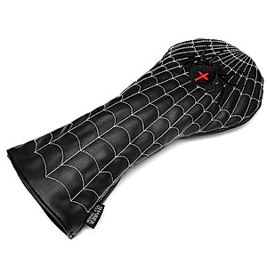 Spider Embroidery Black Golf Head Covers Driver/Fairway Wood/Hybrid/Iron Head Covers (Driver+Fairway+Hybrid Cover)