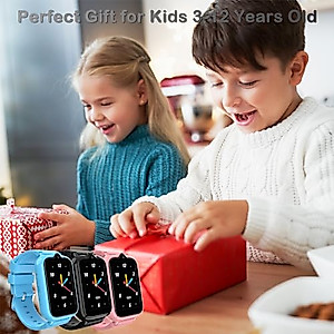 4G Smart Watch for Kids - Kids Smart Watch with GPS Tracker & Video Calling Kids Cell Phone Watch for Boys Aged 5-12 SIM Card SOS Call Voice Chat Camera Touch Screen GPS Tracker for Kids(Black)