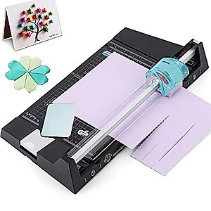 Frifreego 12 Inch Rotary Paper Cutter Heavy Duty, Paper Trimmer with 4 Different Blades for Straight/Wave/Dotted/Creasing Line, Suitable for Cutting Paper Coupons Photos Postcards Scrapbook