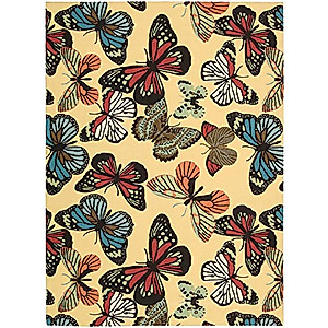 Nourison Home & Garden Indoor/Outdoor Yellow 5'3" x 7'5" Area-Rug, Easy washing, Non Shedding, Bed Room, Living Room, Dining Room, Kitchen (5x7)